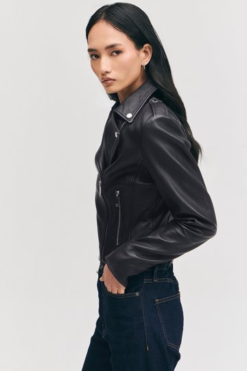 DARIA - Genuine Butter Soft Lamb Leather Biker Jacket – Danier